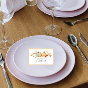 Thanksgiving Name Cards Editable Template, Dinner Party, Thanksgiving ...