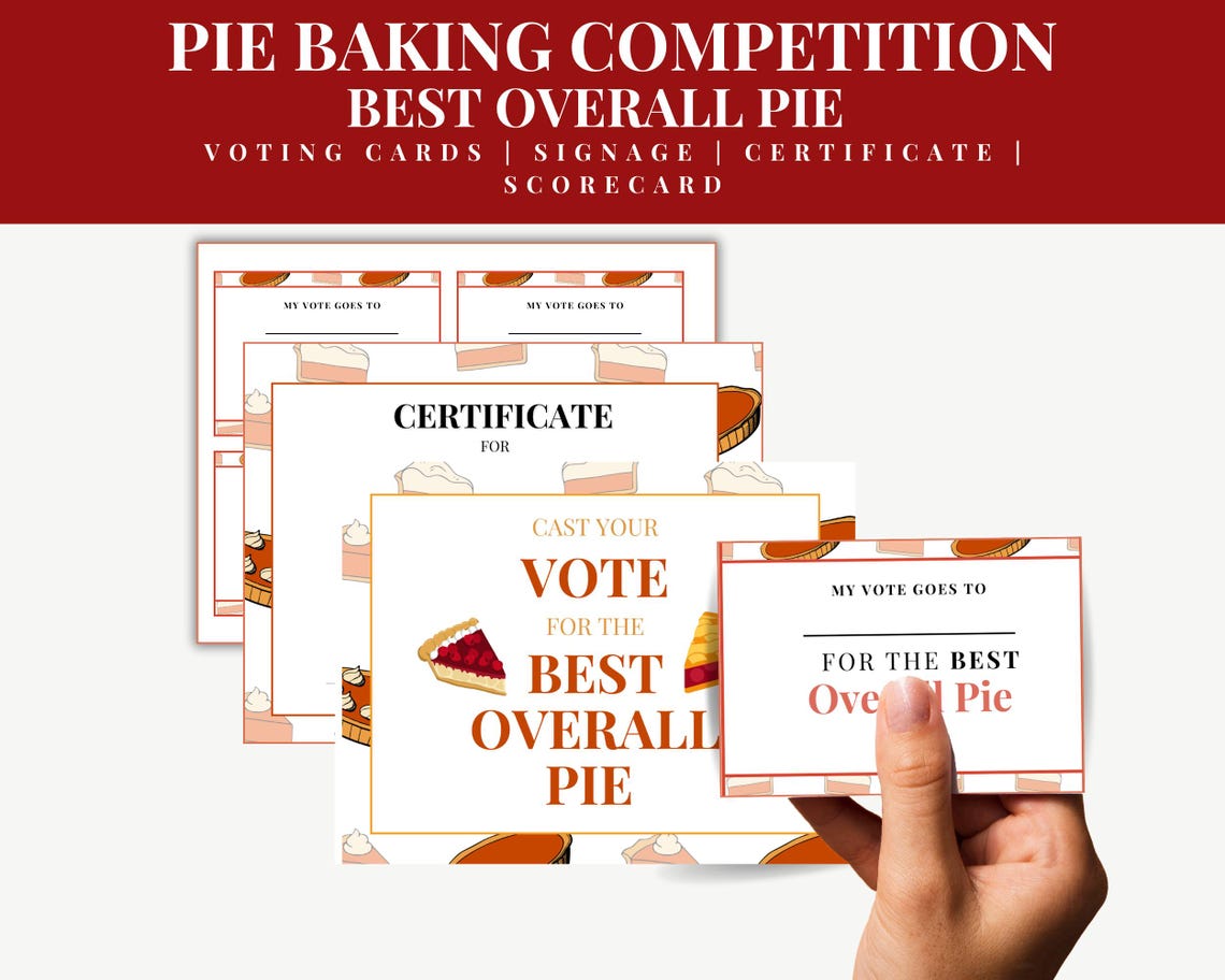 Pie Baking Contest Kit: Scorecard, Certificates, Voting Cards (PDF) - Etsy