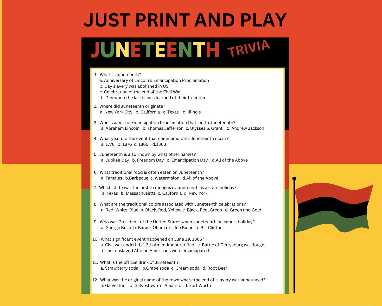 Juneteenth Trivia Game - Celebrate Freedom Day Trivia - Fun Quiz for ...