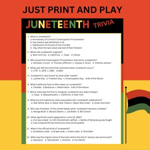Juneteenth Trivia Game - Celebrate Freedom Day Trivia - Fun Quiz for ...