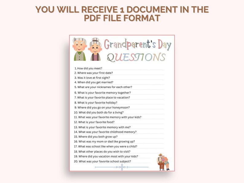 Grandparents Day Questions: Family History Keepsake (PDF) - Etsy