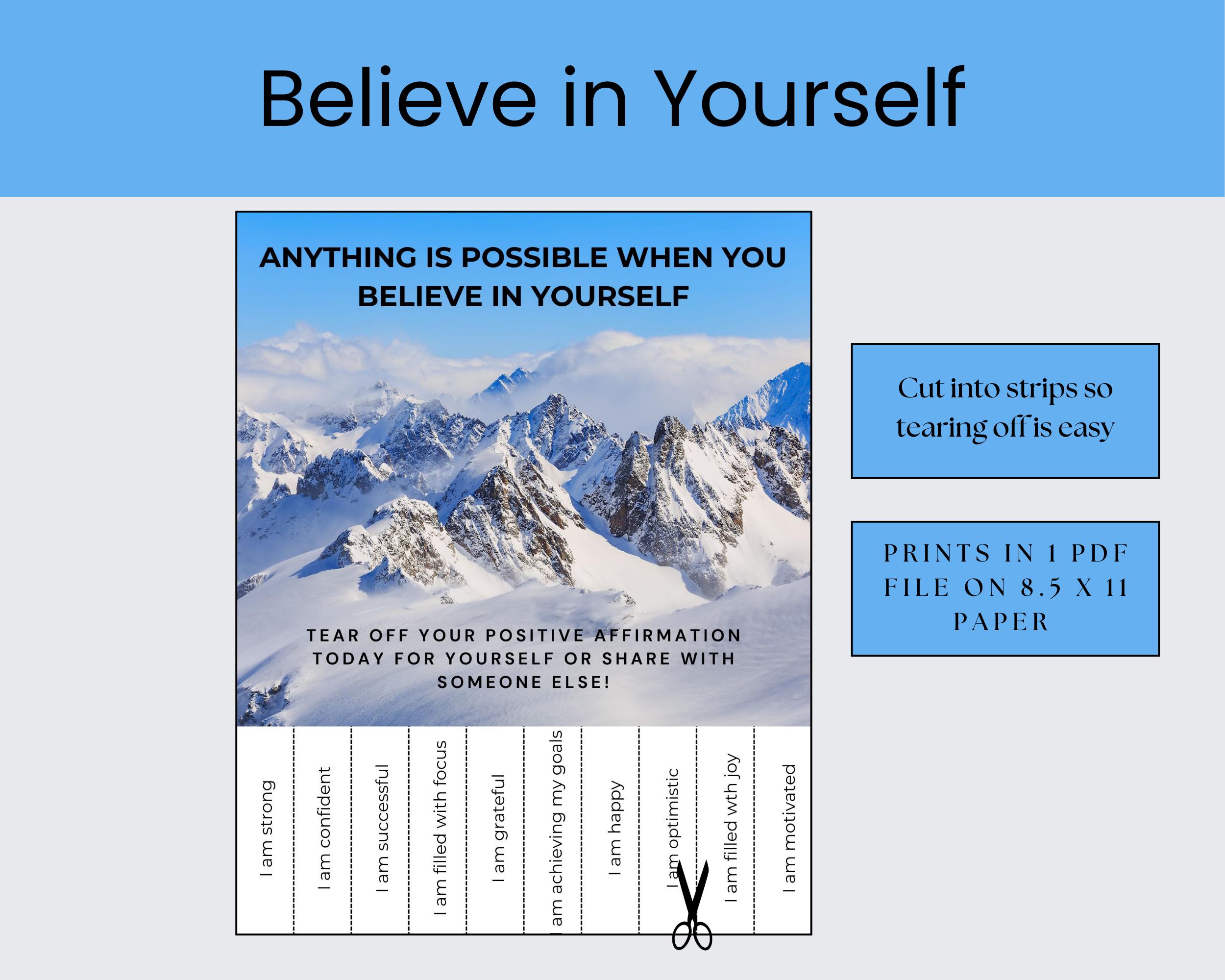 Positive Affirmation Tear off Flyer- Believe in Yourself - Positive ...