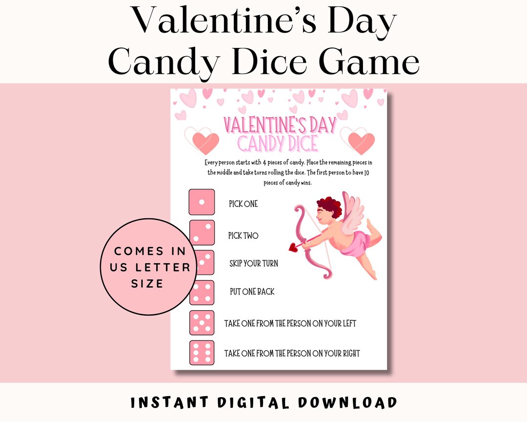 Valentine's Day Candy Dice Game - Candy Game for Kids - Family Game ...