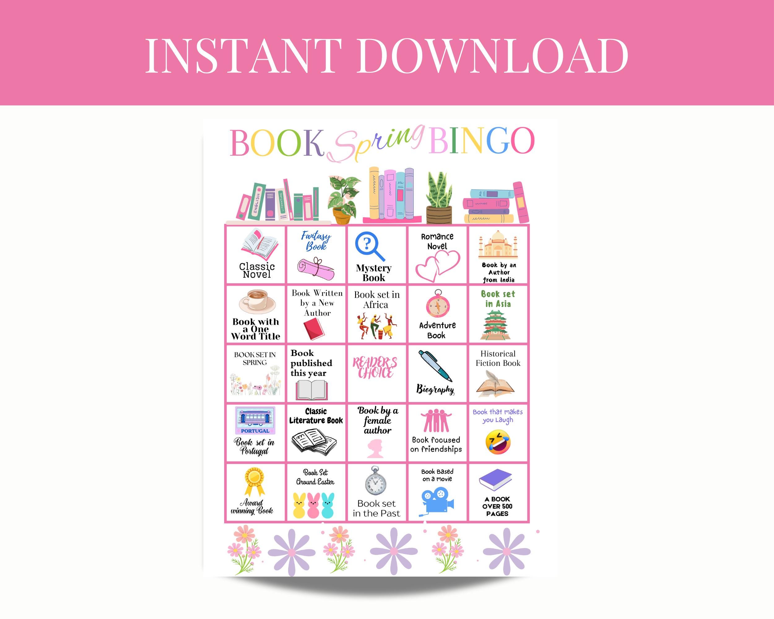 Spring Book Bingo: Reading Challenge, Book Club Game (PDF) - Etsy