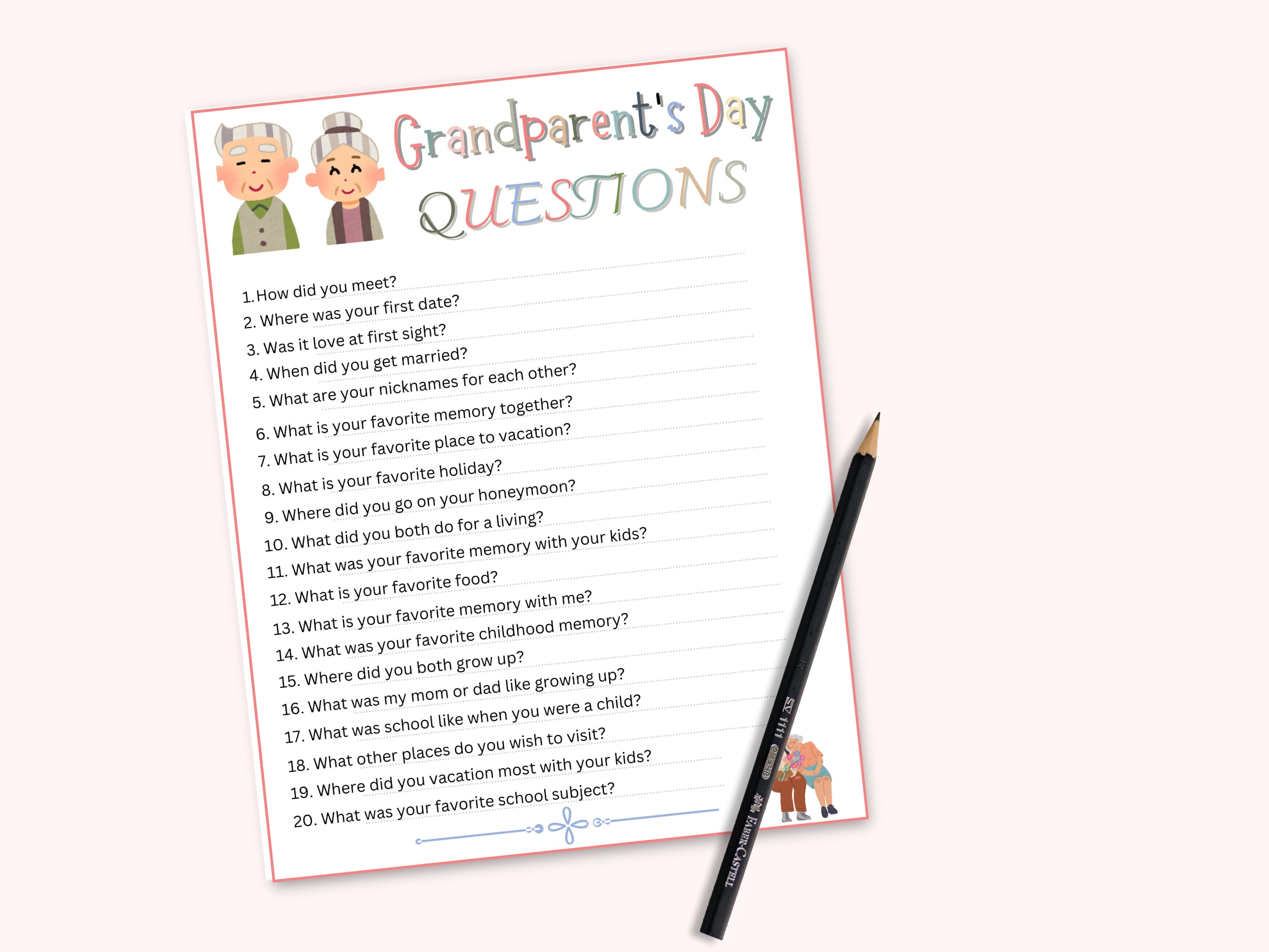 Grandparents Day Questions: Family History Keepsake (PDF) - Etsy