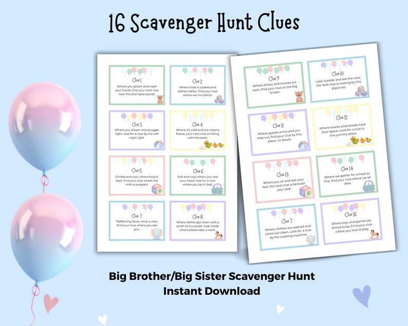 Pregnancy Announcement Scavenger Hunt for Siblings (digital Download ...