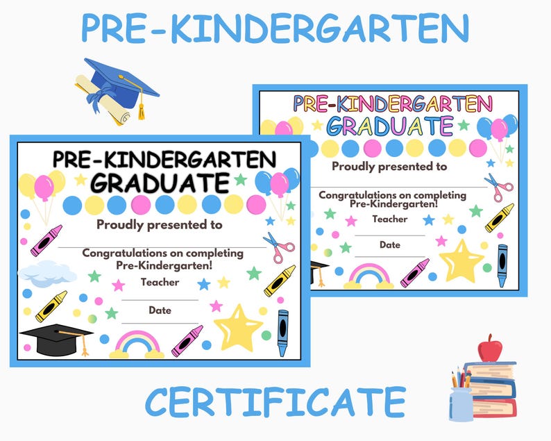 Editable Pre-kindergarten Graduation Certificate: Colorful Design ...