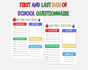 First and Last Day of School Questionnaire: Keepsake Worksheet (PDF ...