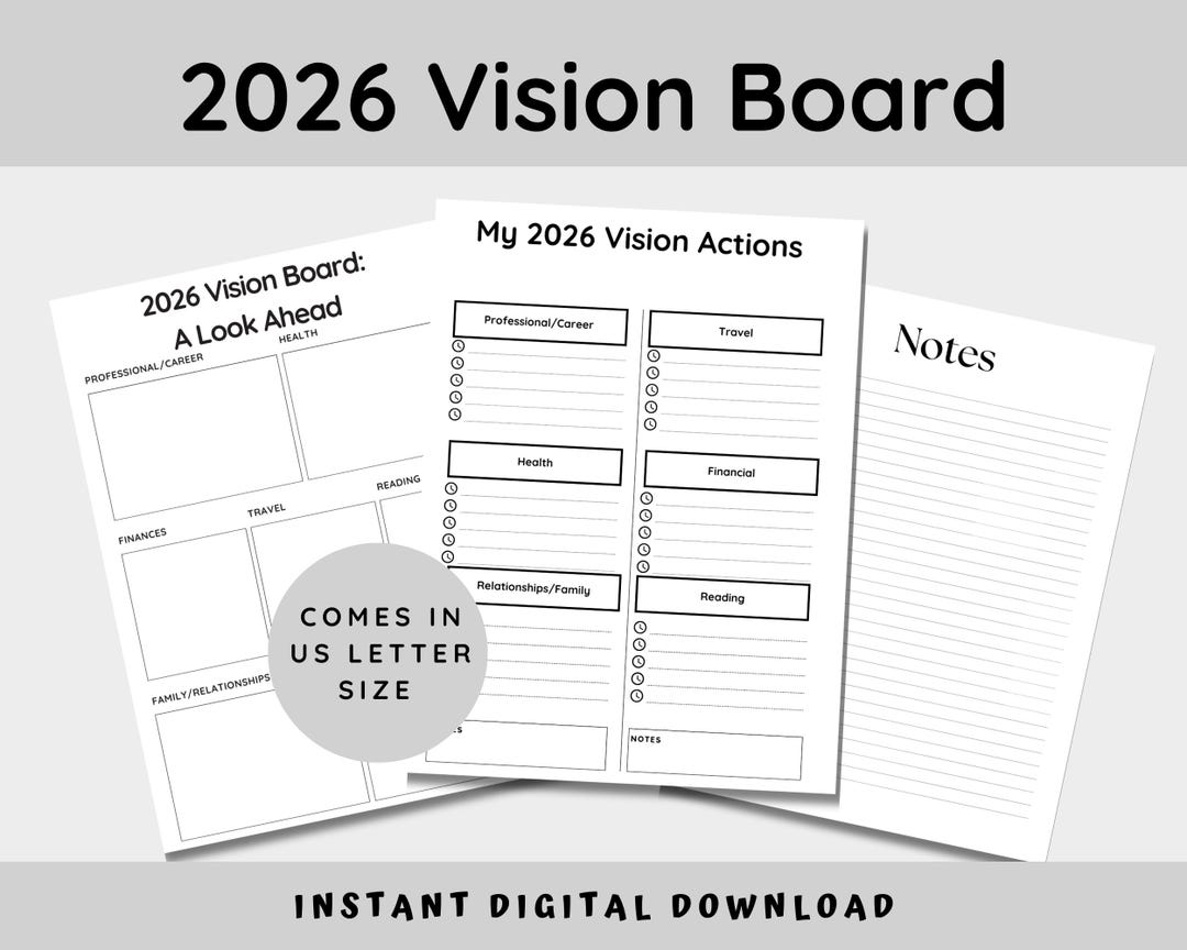 2026 Vision Board Template: Aspirational Goals Planner (PDF) - Etsy
