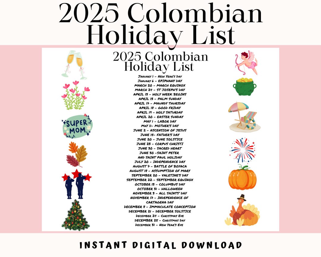2025 Colombian Holiday List - Printable Planner (digital Download) - Etsy