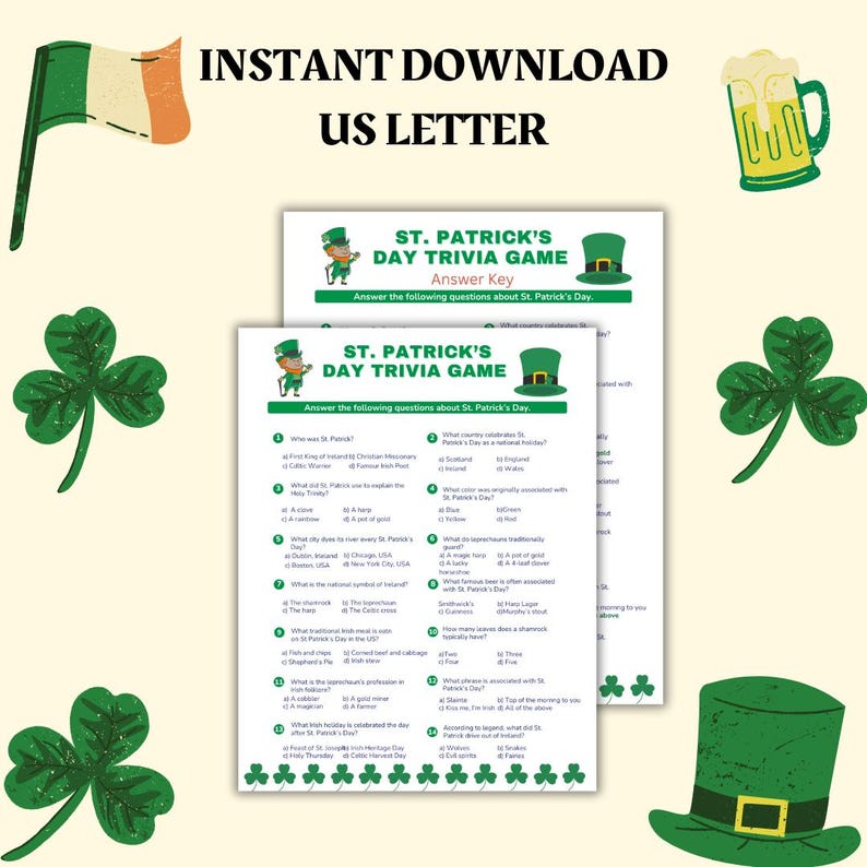 Saint Patricks Day Trivia Game - Classroom Activity - Teacher Resource ...