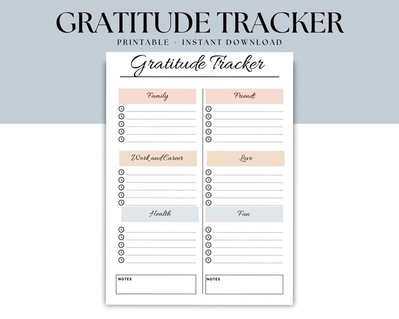 Gratitude Journal - Thankful Thoughts Tracker - Daily and Weekly ...