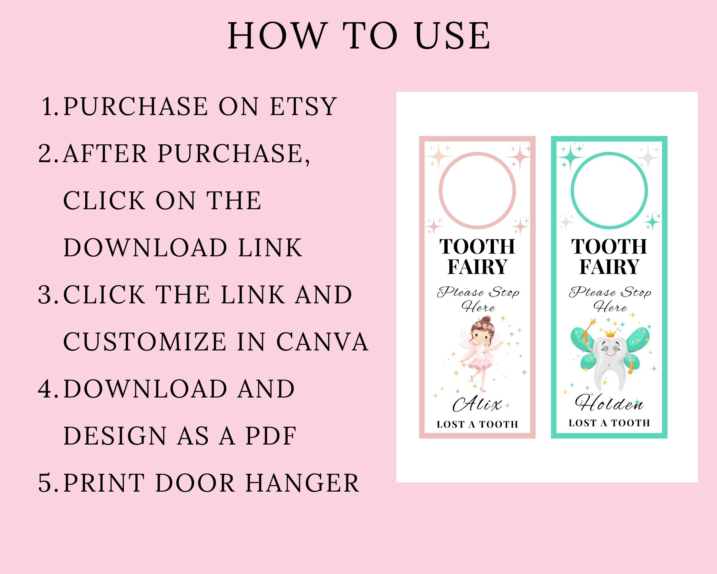 Printable Tooth Fairy Door Hanger, Tooth Fairy Sign, Tooth Fairy Gift ...