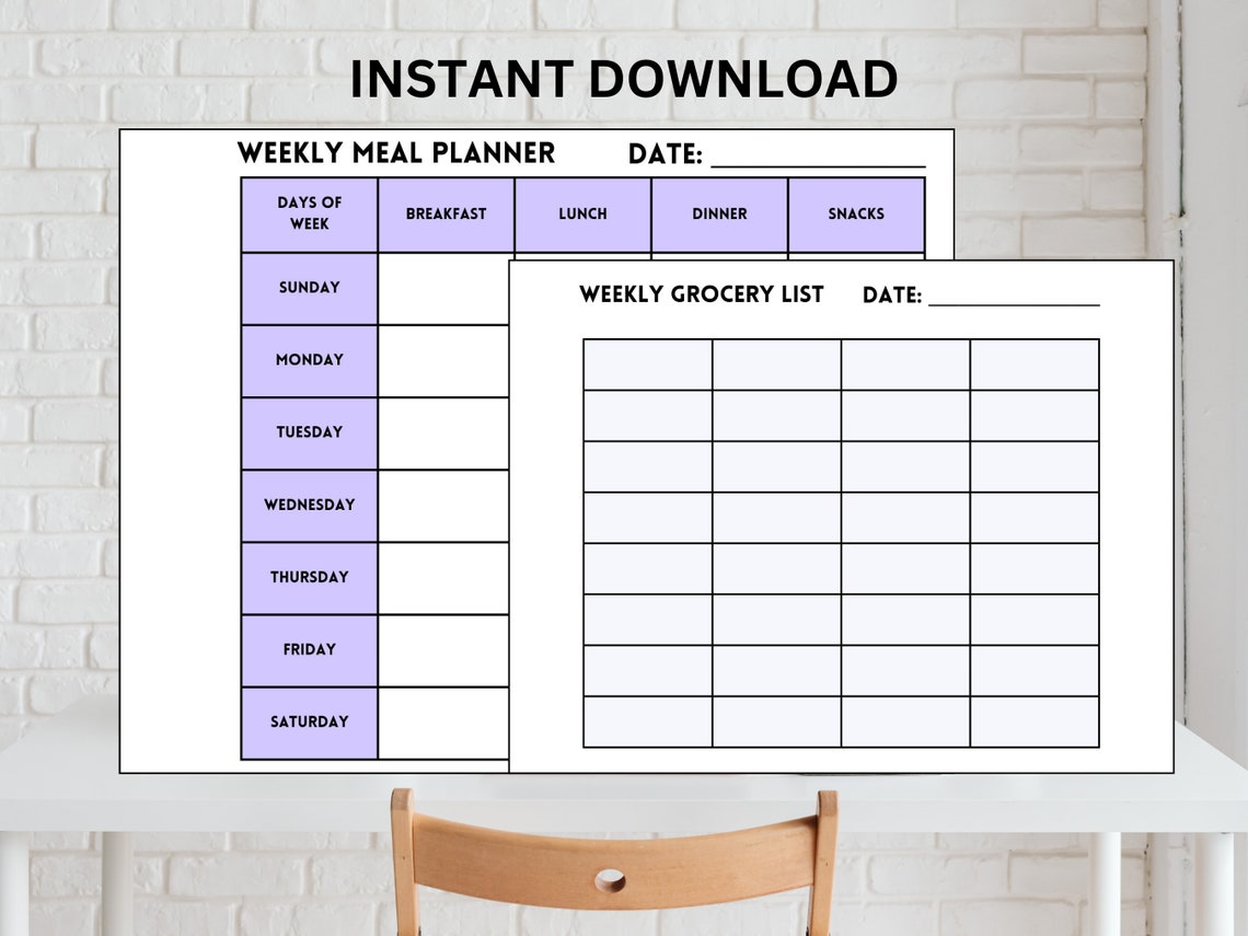 Weekly Meal Planner and Grocery List Set - Stay Organized All Week Long ...