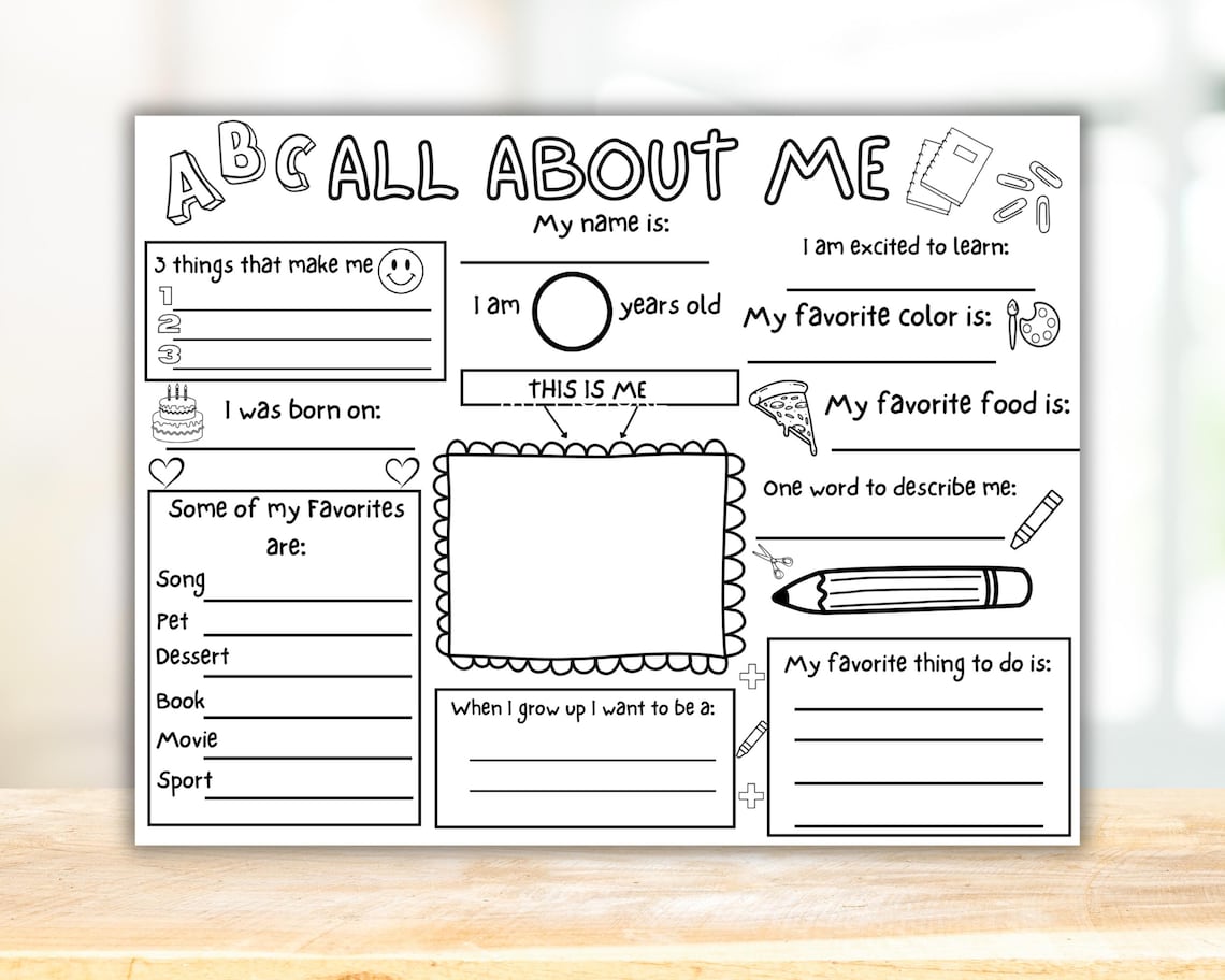 All About Me Worksheet: Back to School Printable Activity (PDF Download ...