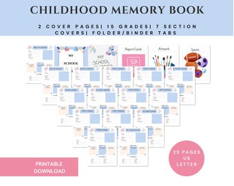 School Memory Book |printable | Pre-k to 2nd Grade (4 Books) | JPG ZIP ...