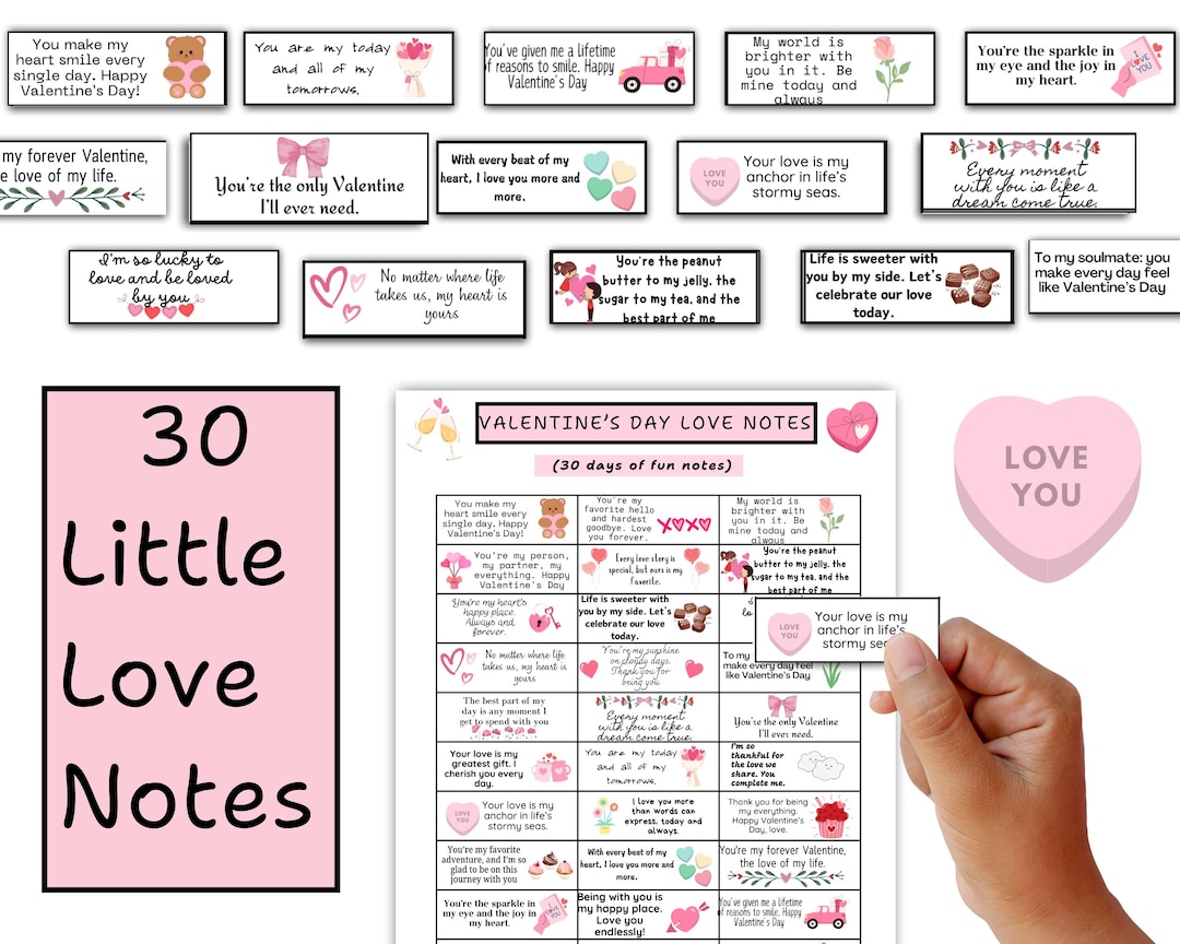 Valentines Day Love Notes - Printable Love Notes - Love Notes for Him ...