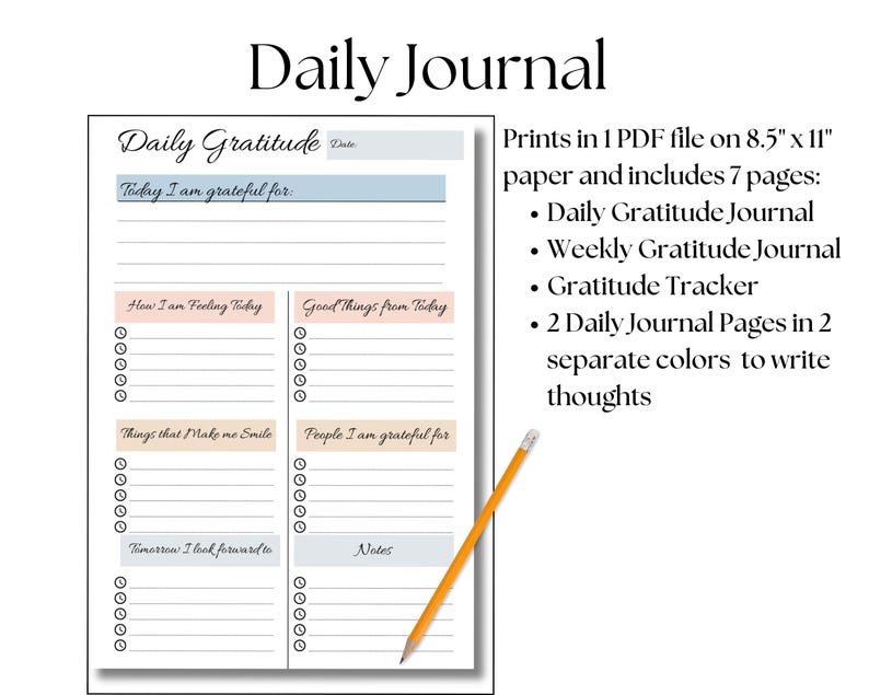 Gratitude Journal Thankful Thoughts Tracker Daily and Weekly Gratitude ...