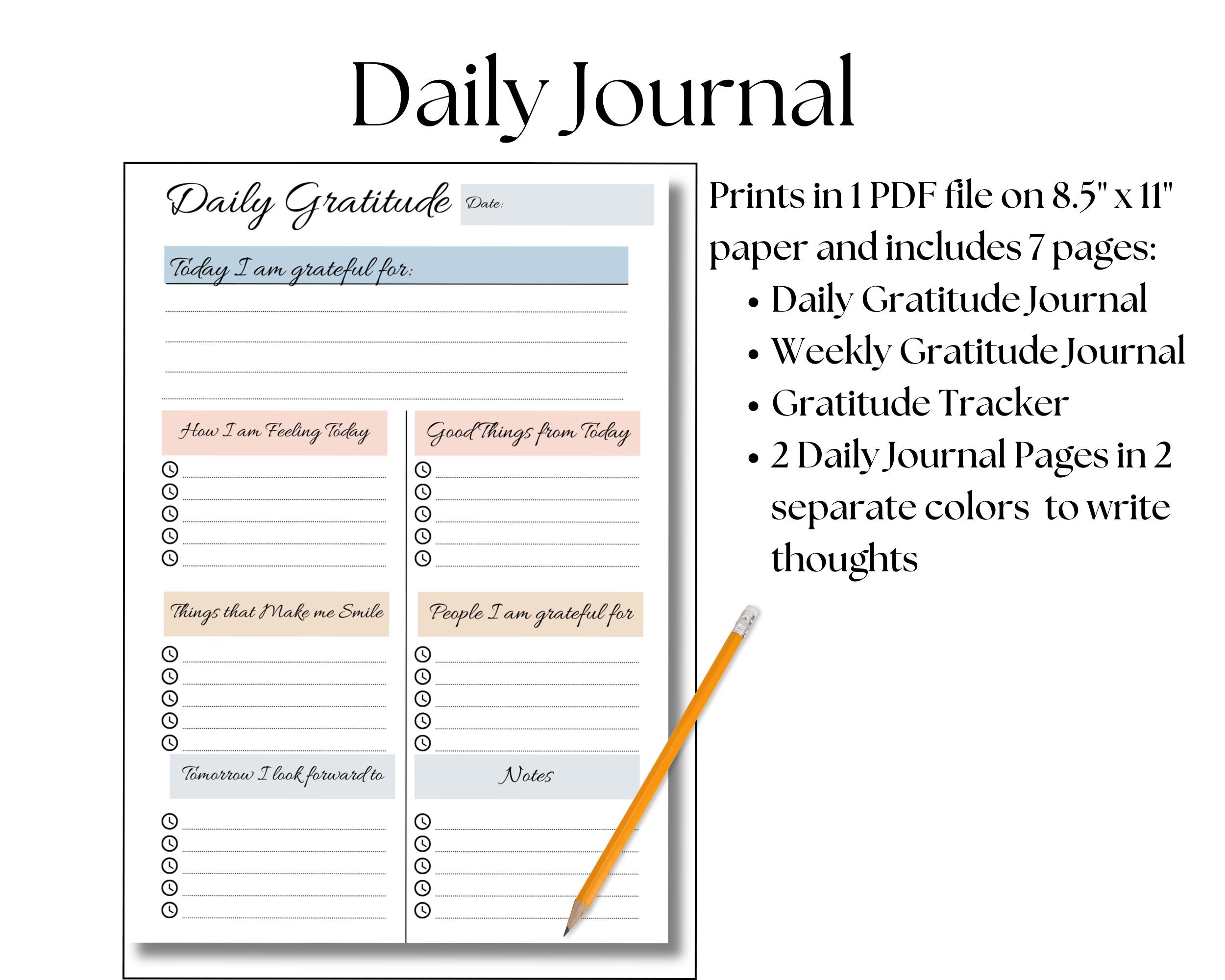 Gratitude Journal - Thankful Thoughts Tracker - Daily and Weekly ...