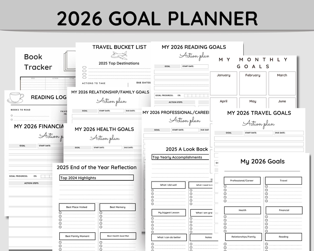 2026 Goal Planner Bundle, 2025 End of Year Reflection, SMART Goal ...