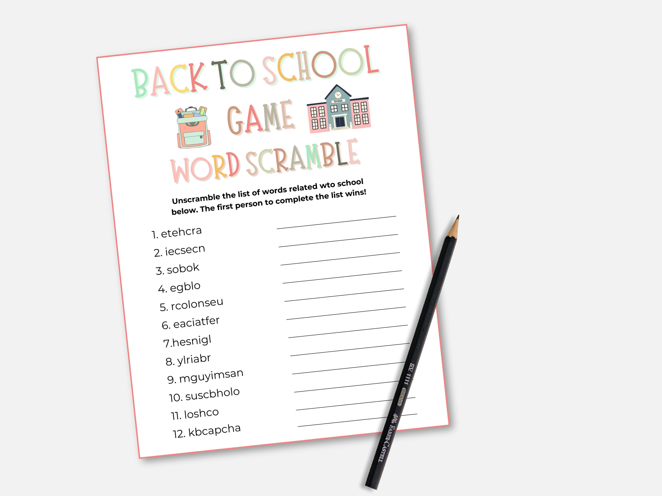 Back to School Word Scramble - First Day of School Game - Ice Breaker ...