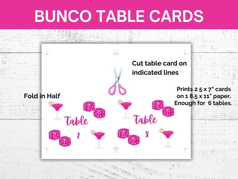 Bunco Party Game Kit: Tally Sheets, Score Sheets, Table Cards (digital ...