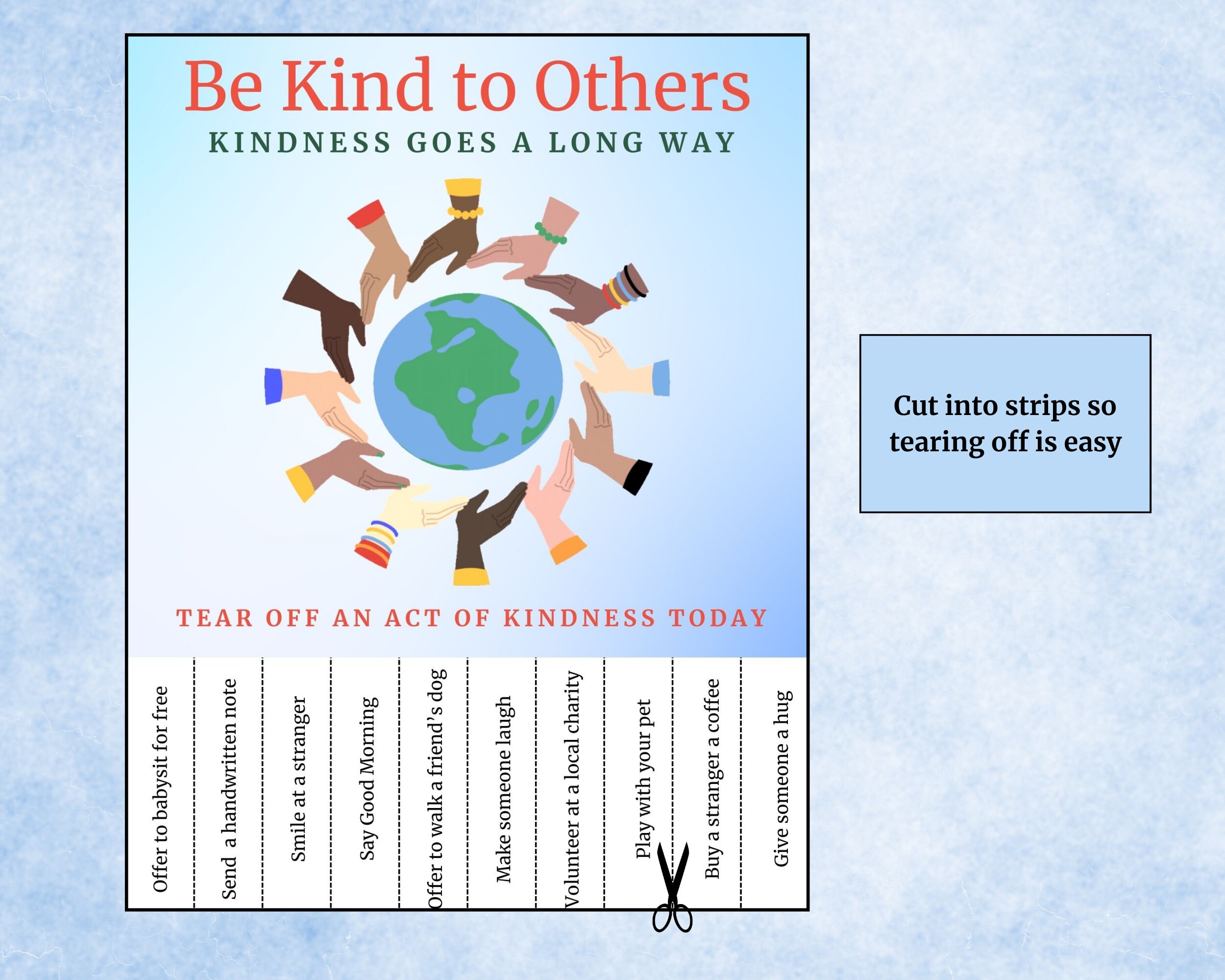 Be Kind Tear off Flyer Show Kindness to Others Instant Download - Etsy