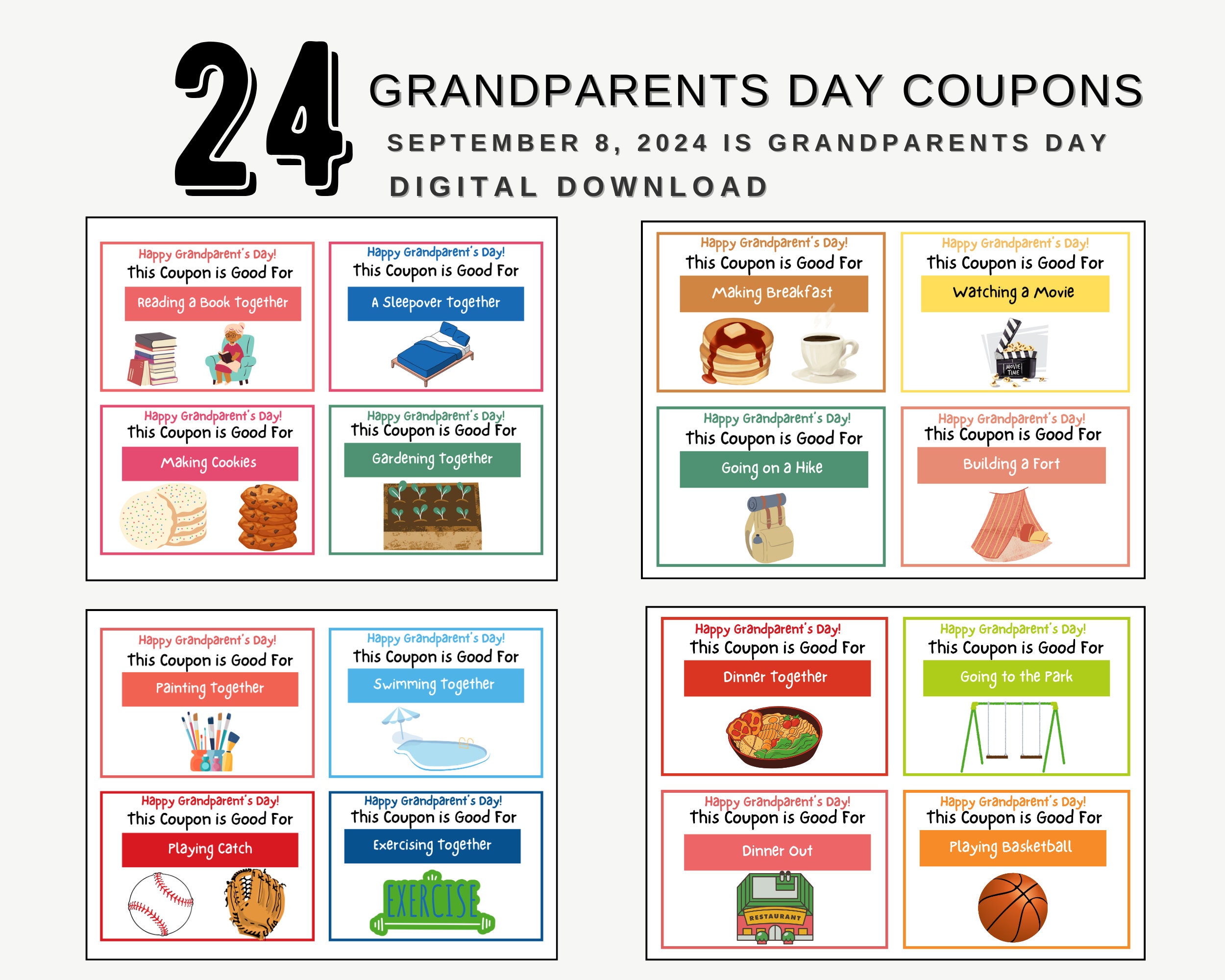 Grandparents Day Coupons: Quality Time Gift (PDF) - Etsy