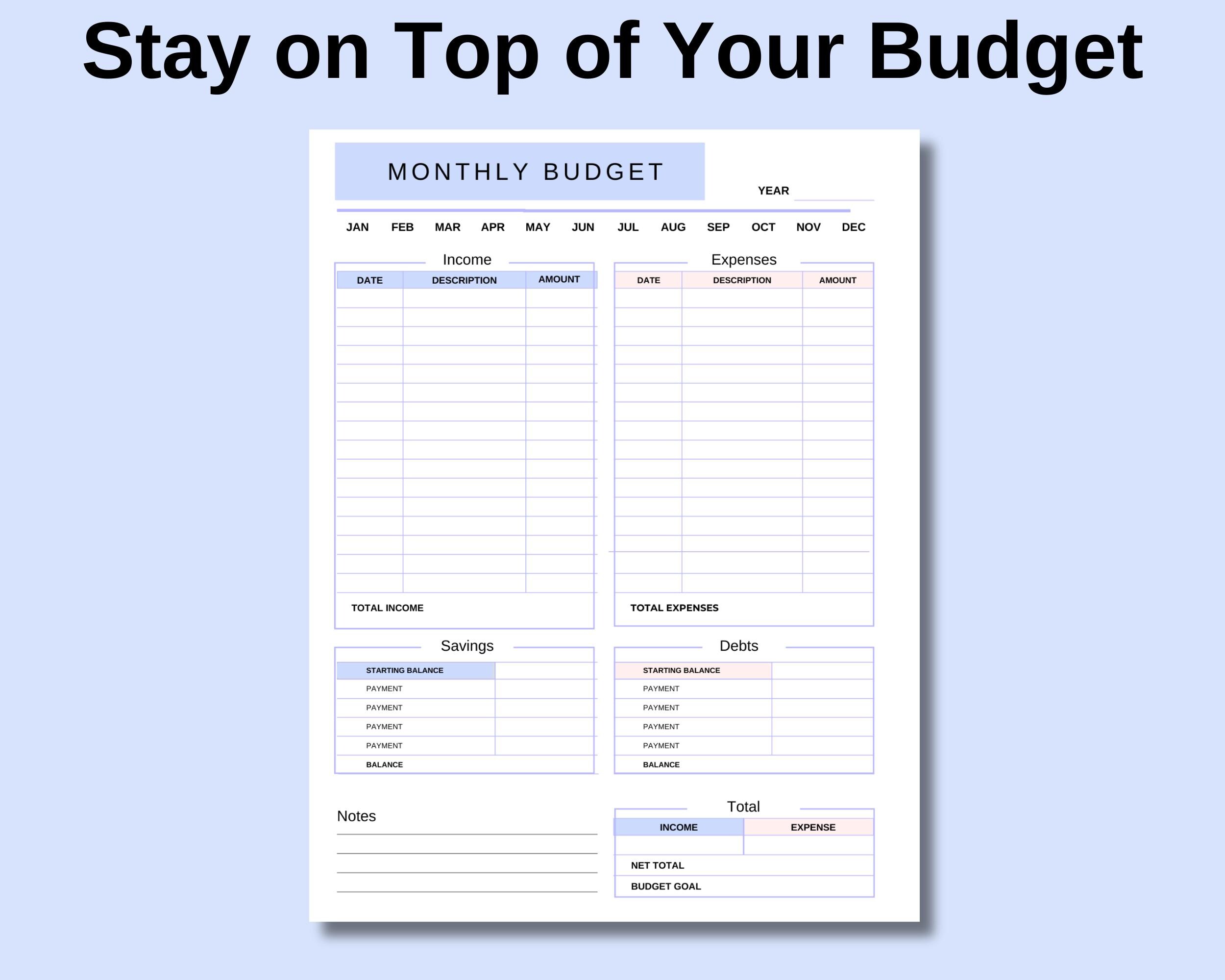 Monthly Budget Planner - Finance Tracker - Money Planning Worksheet ...
