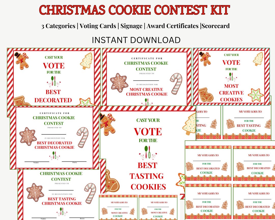 Christmas Cookie Contest Kit: Printable Award Certificates (PDF) - Etsy