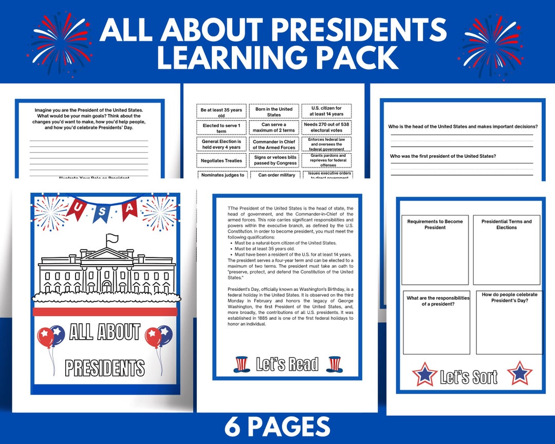 All About Presidents Learning Packet, Presidents Day Activity ...