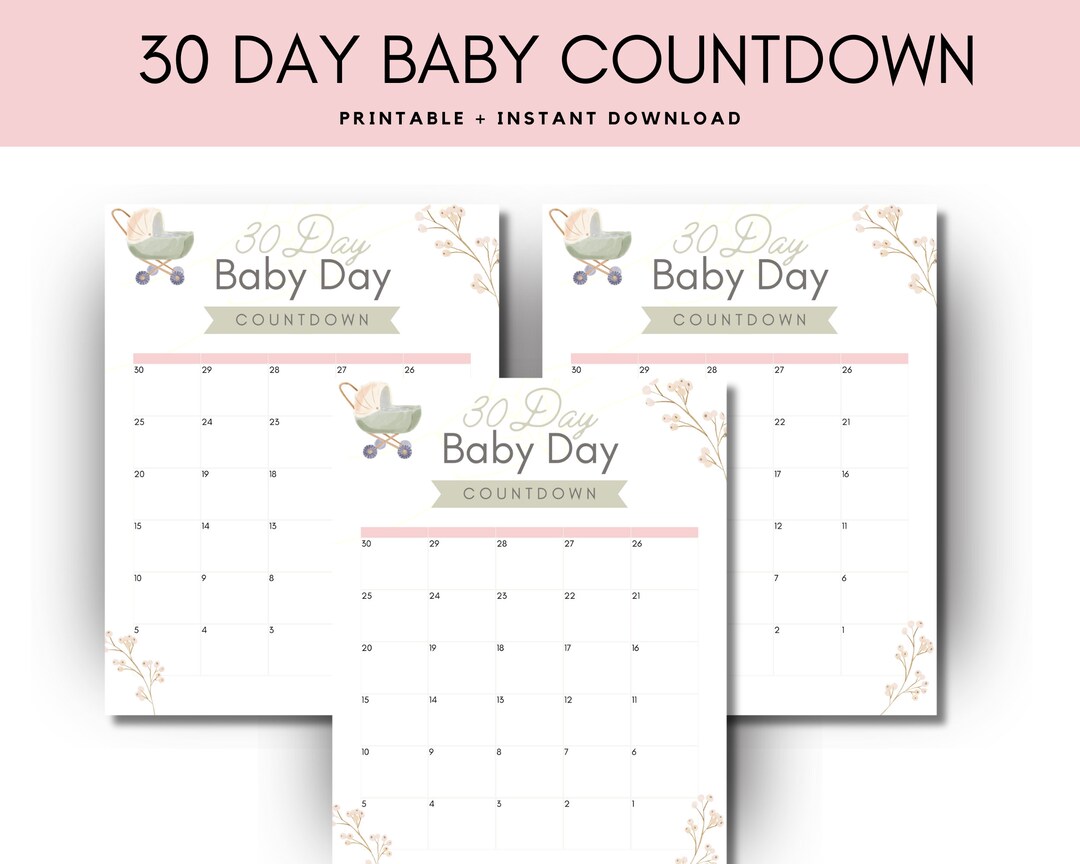 Baby Day Countdown - 30 Days to Baby - Baby Arrival Countdown - Pregnancy Countdown - Etsy