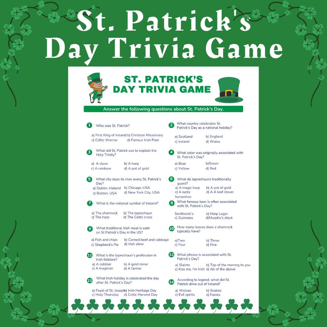Saint Patricks Day Trivia Game - Classroom Activity - Teacher Resource ...
