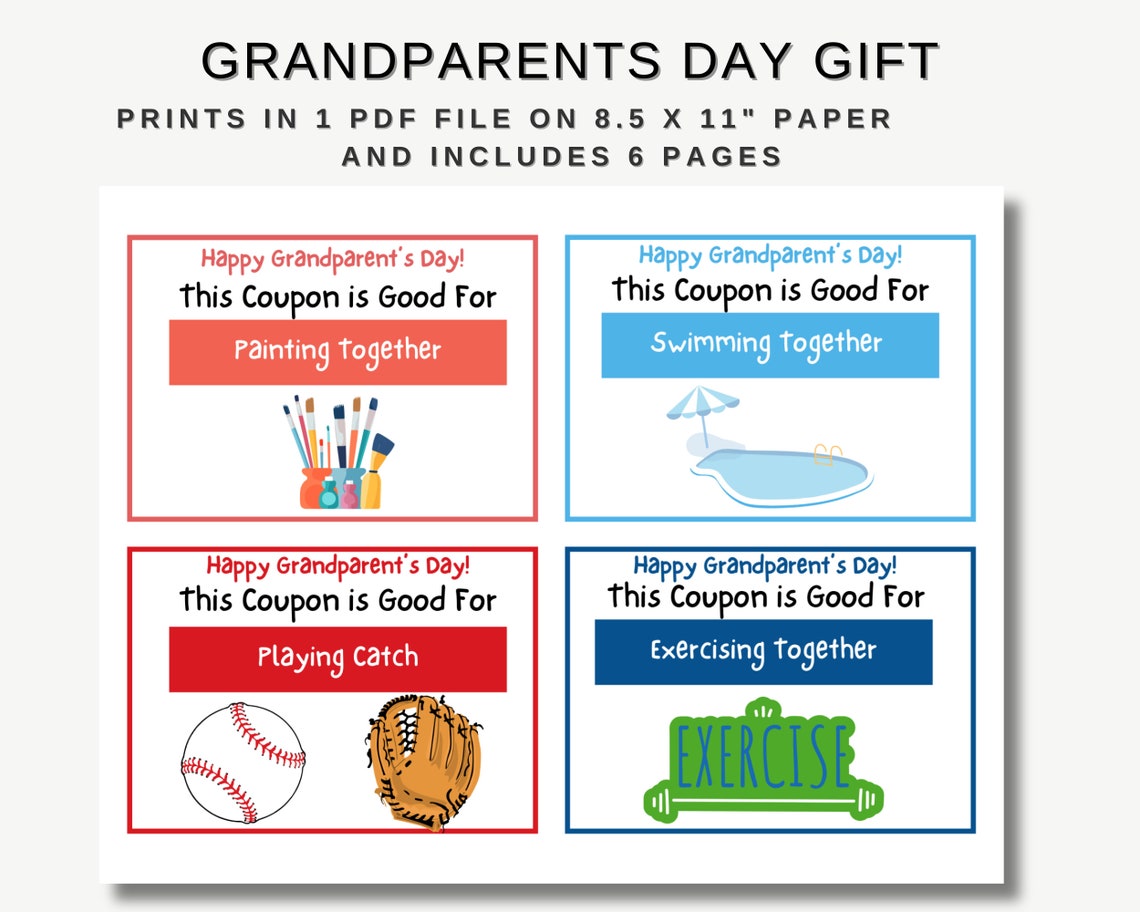 Grandparents Day Coupons: Quality Time Gift (PDF) - Etsy