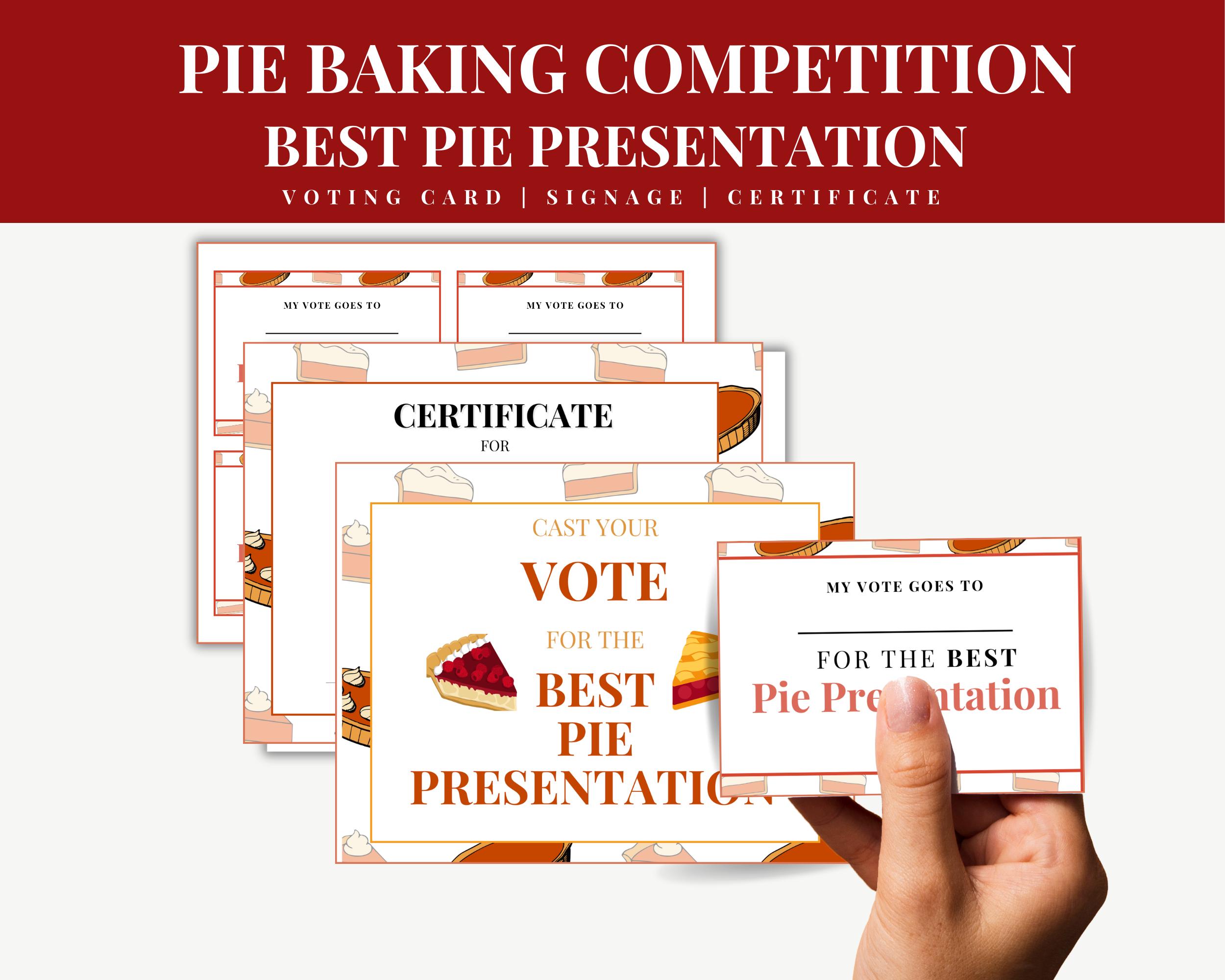Pie Baking Contest Kit: Scorecard, Certificates, Voting Cards (PDF) - Etsy