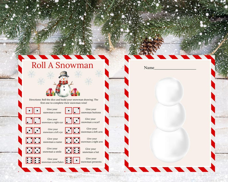 Roll a Snowman Printable Game | Winter Holiday Activity (PDF) - Etsy