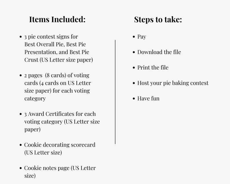 Pie Baking Contest Kit: Scorecard, Certificates, Voting Cards (PDF) - Etsy