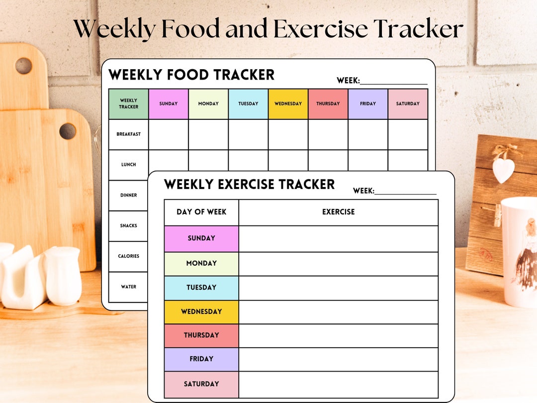 Weekly Food and Exercise Tracker Health and Fitness Organizer Achieve ...