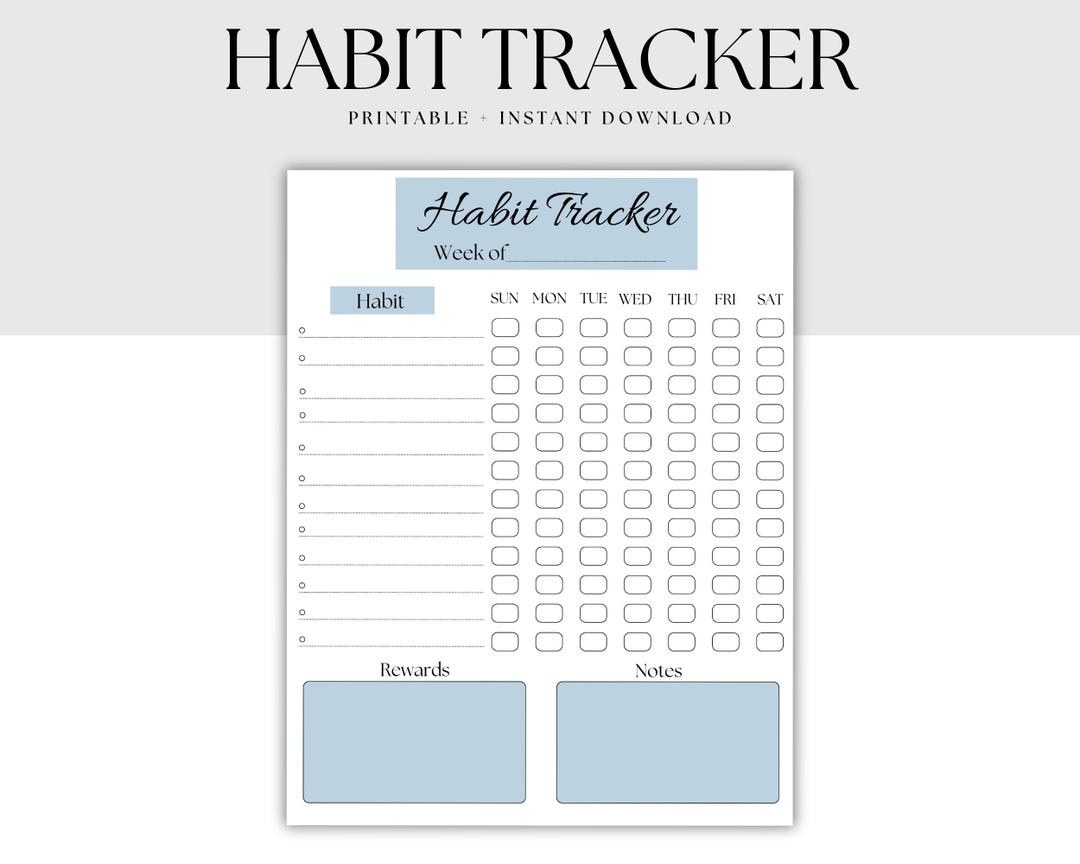 Habit Tracker - Weight Loss Tracker - Accountability Chart - Positive ...