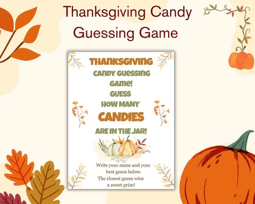 Thanksgiving Candy Guessing Game Printable - Etsy