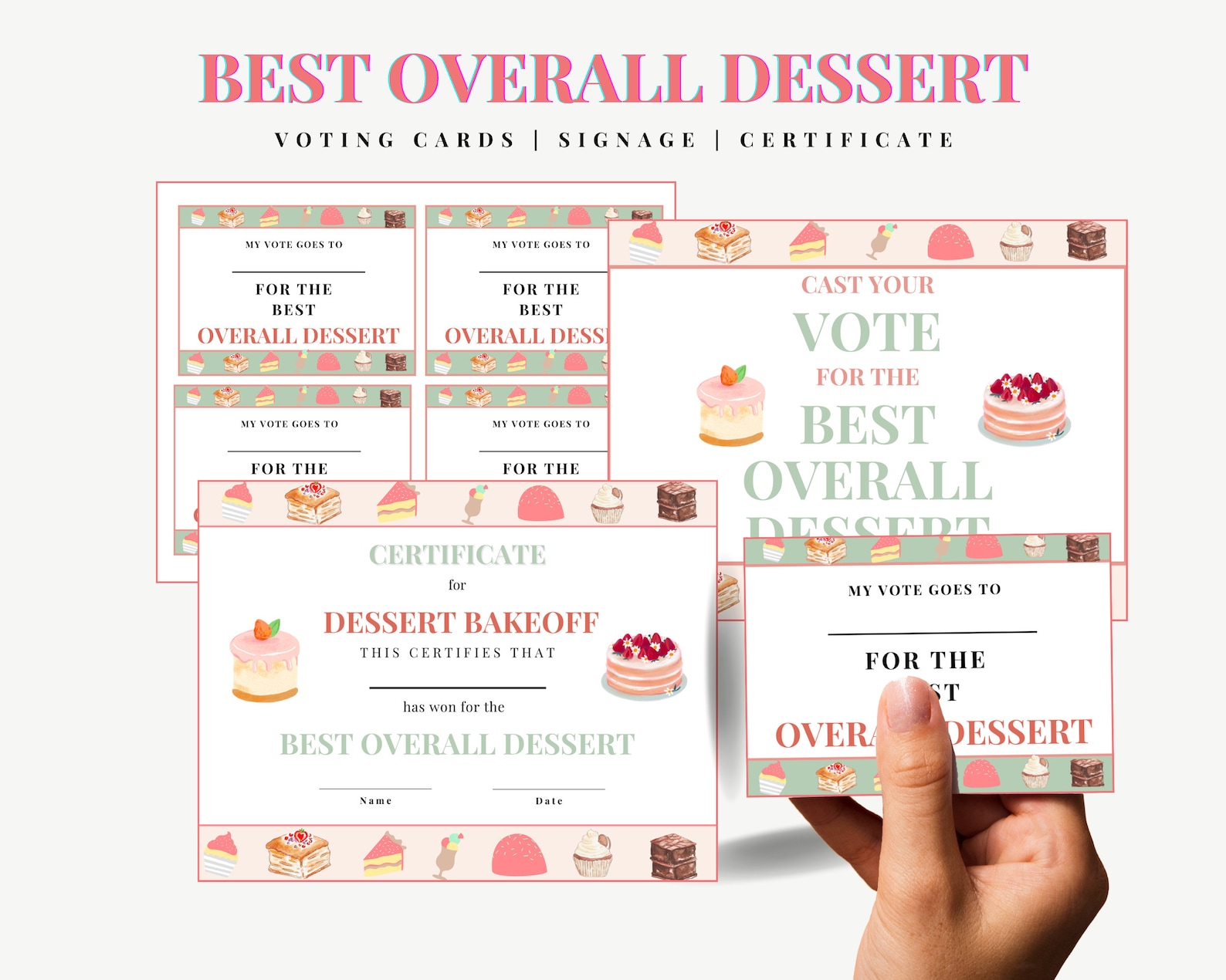 Dessert Bake-off Contest Kit: Voting Cards, Awards (digital Download ...
