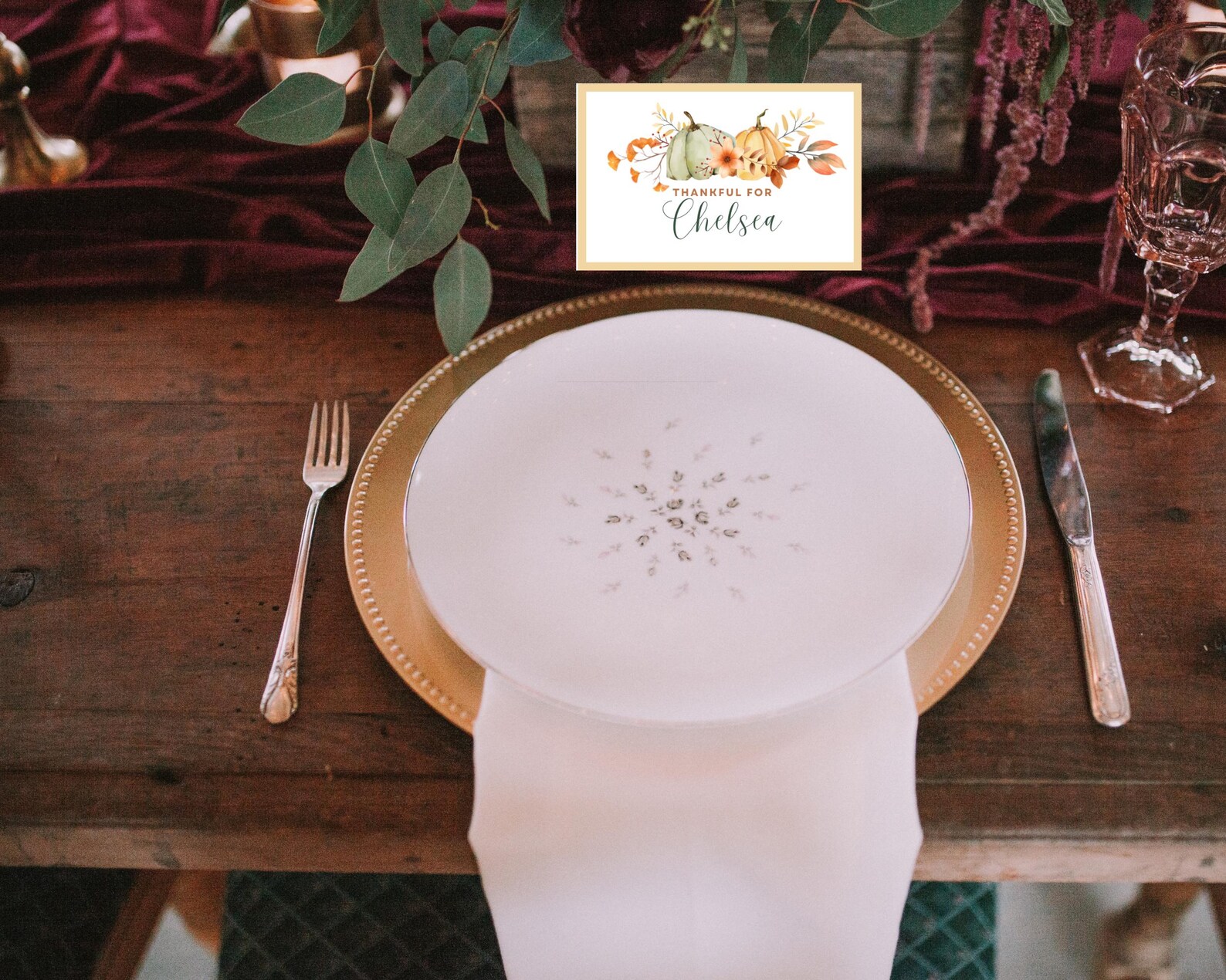 Thanksgiving Name Cards Editable Template, Dinner Party, Thanksgiving ...