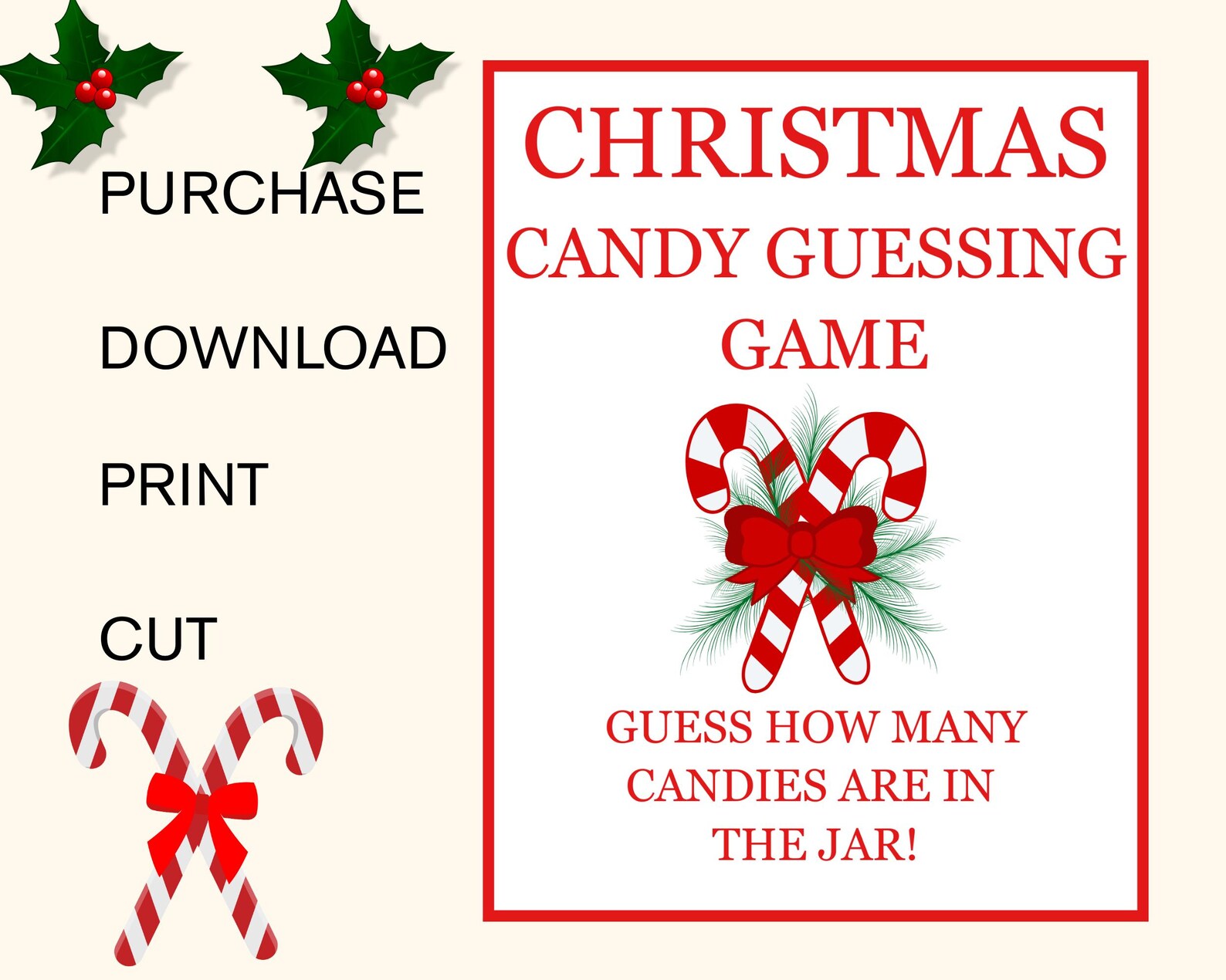 Christmas Candy Guessing Game Printable, Holiday Party Activity - Etsy
