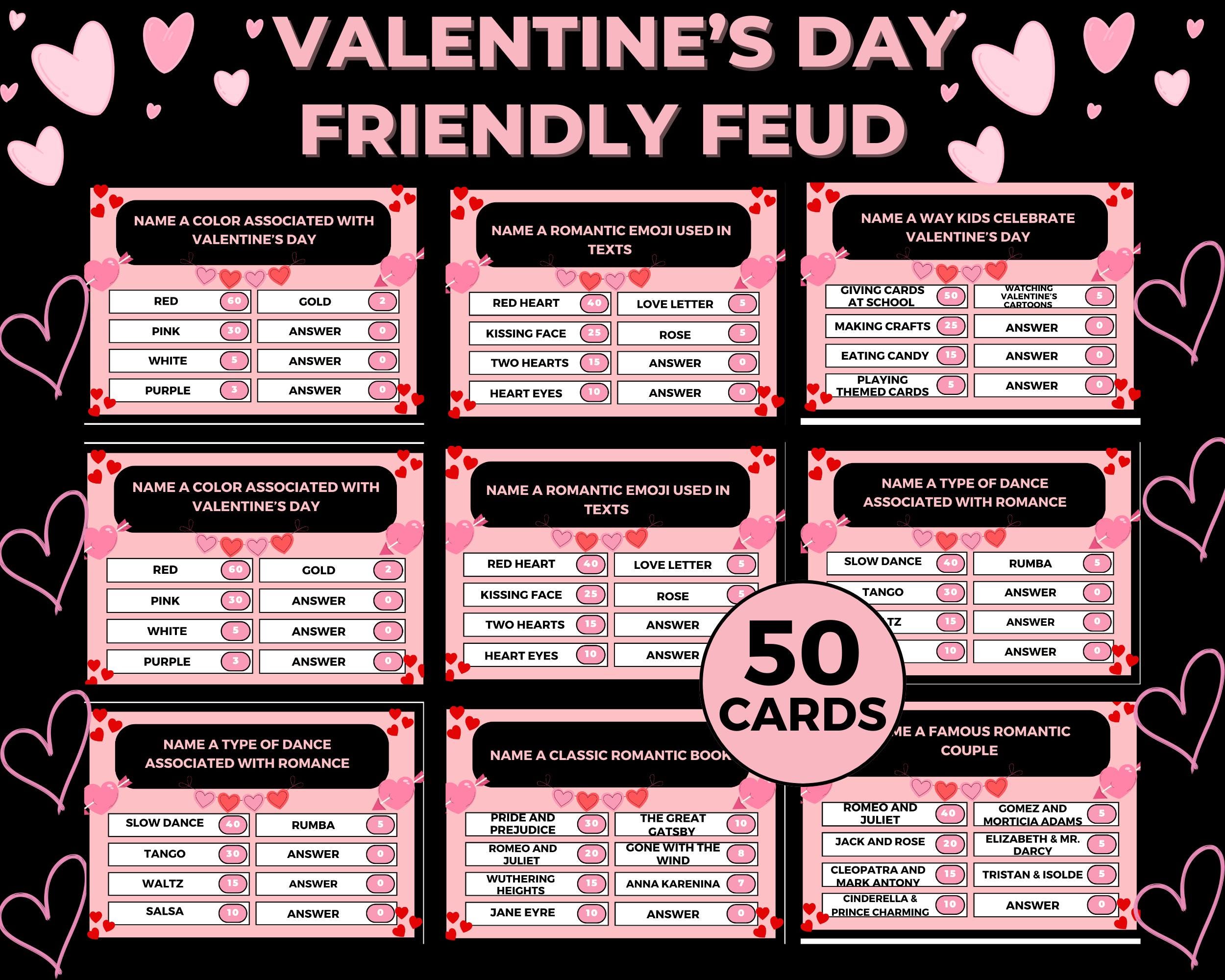 Valentine's Day Friendly Feud Game, Valentine's Day Trivia, Valentine's ...