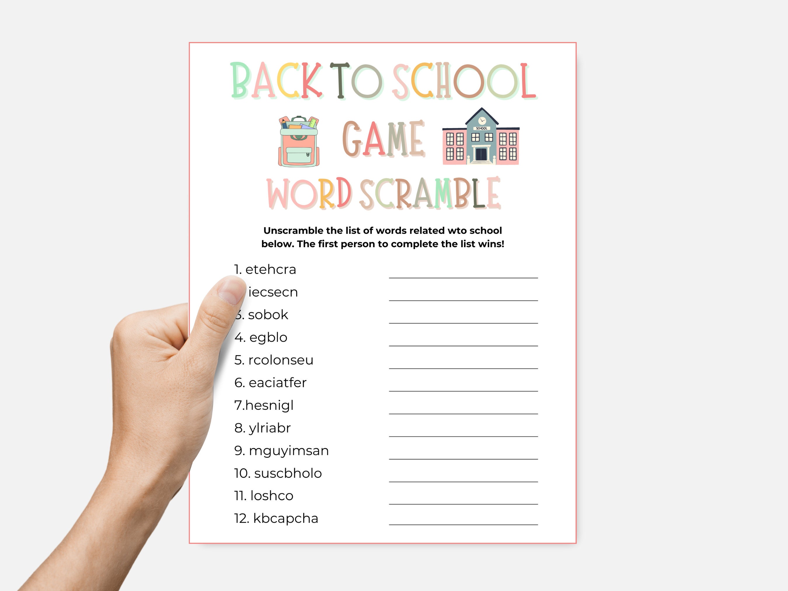 Back to School Word Scramble - First Day of School Game - Ice Breaker ...