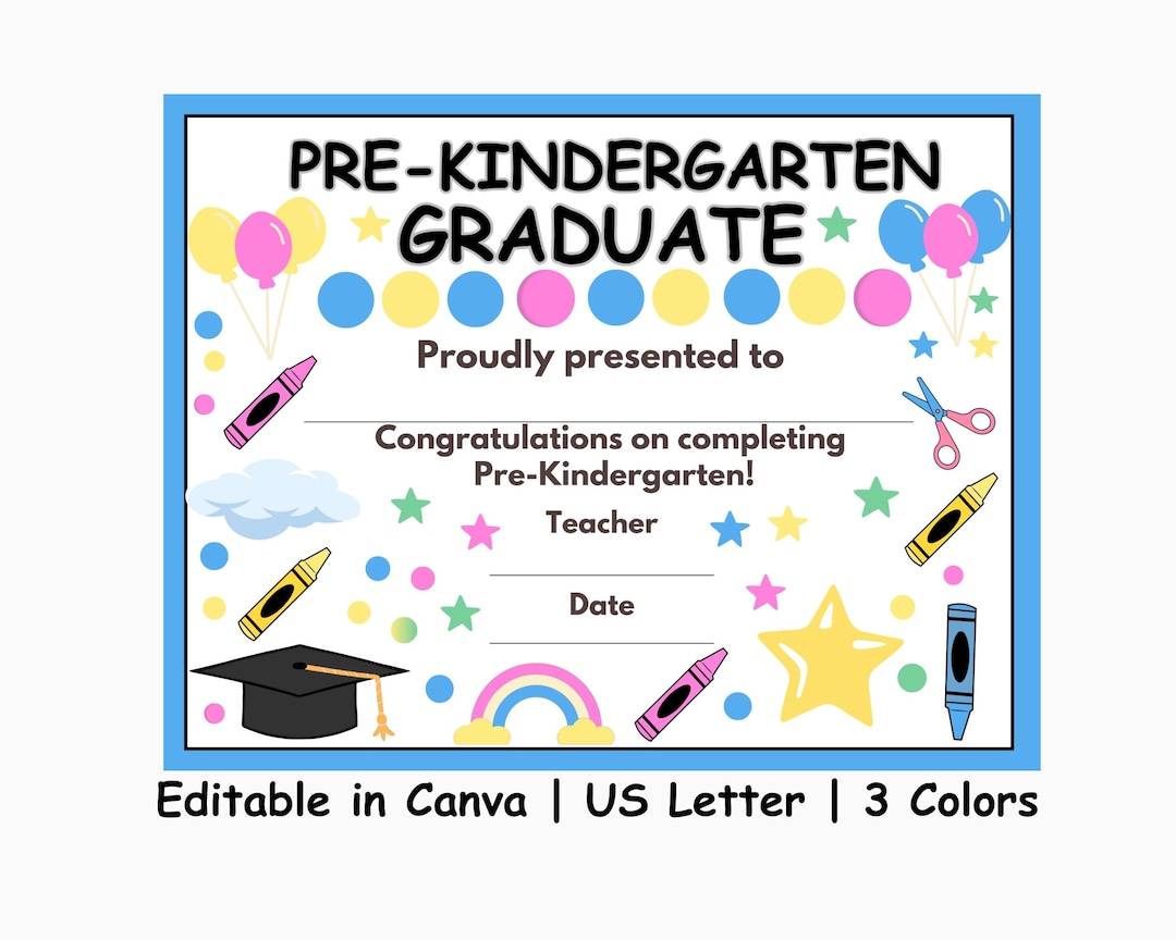 Pre-kindergarten Graduation Certificate, Pre-kindergarten Diploma ...