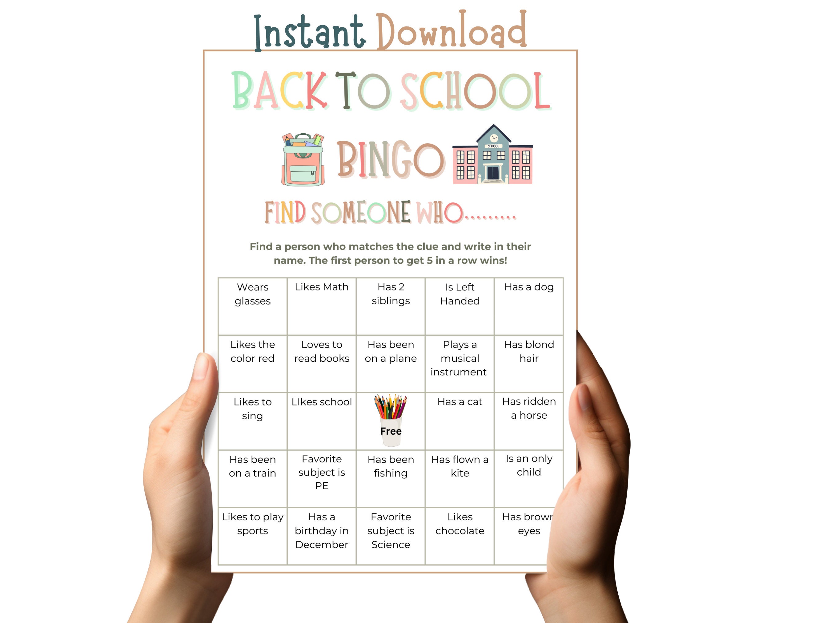 Back to School Game - Get to Know You Games - Find Someone Who - First ...