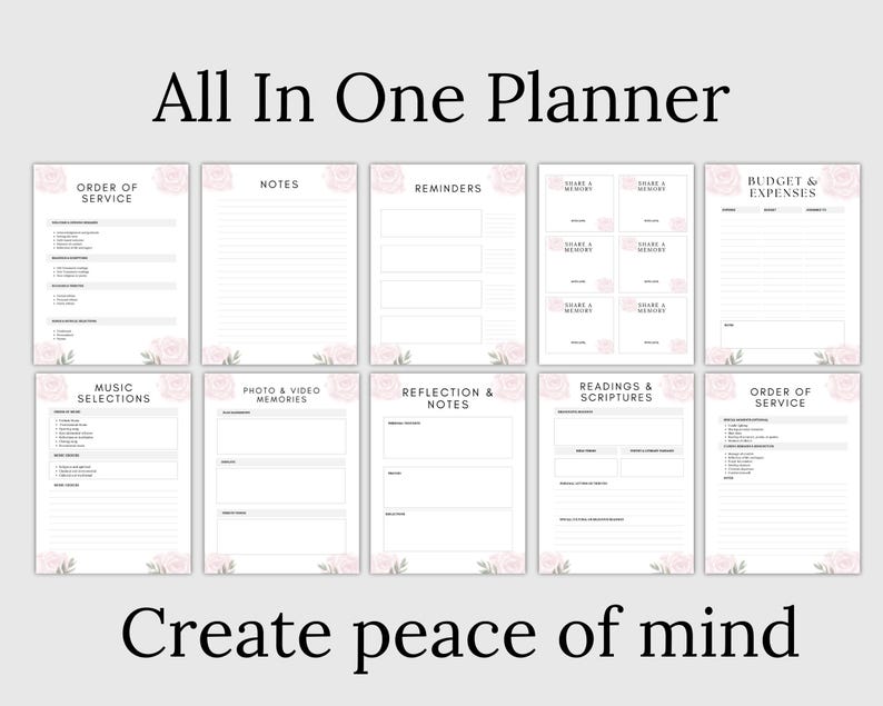 Funeral Service Planner: Celebration of Life Checklist (digital ...