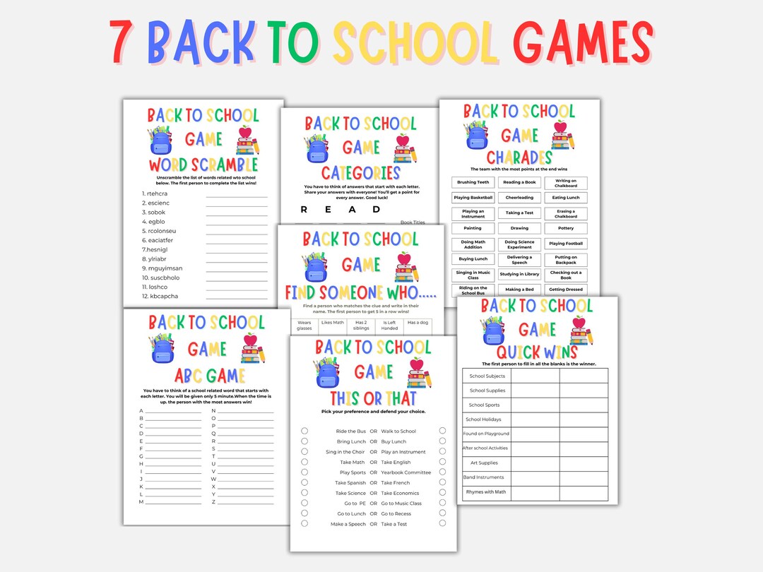 Back to School Icebreaker Games: Classroom Activities (PDF) - Etsy