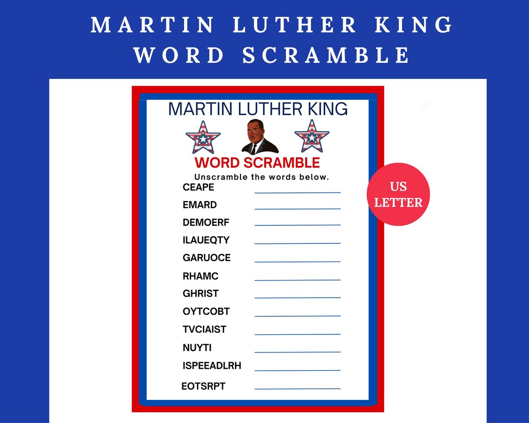 Martin Luther King Word Scramble - Dr King Day Activity - Classroom ...